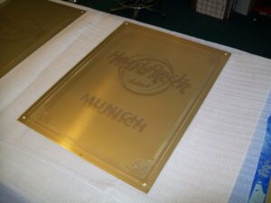 Large Brass Etched Cafe Signs - BRASS PLAQUES